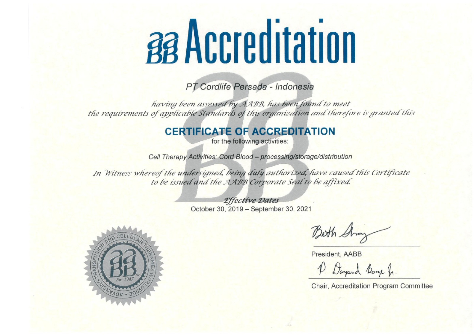 Accreditations and Awards | PT Cordlife Persada