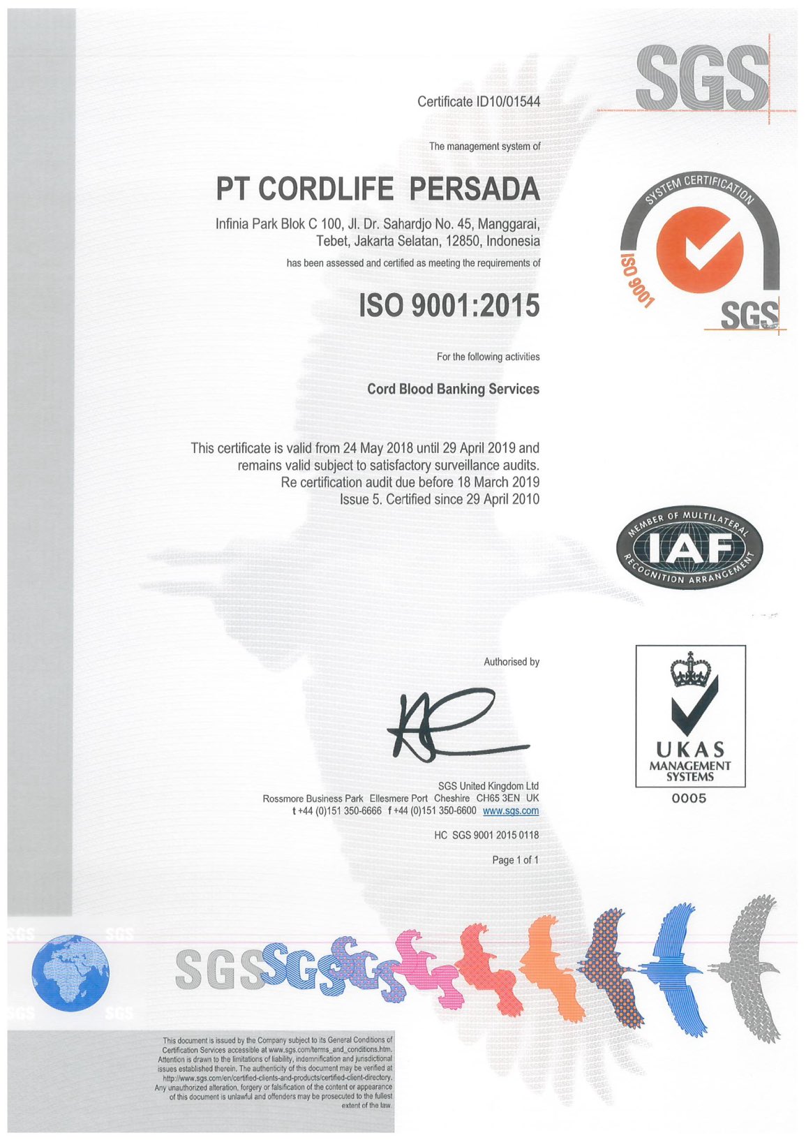 Accreditations and Awards | PT Cordlife Persada